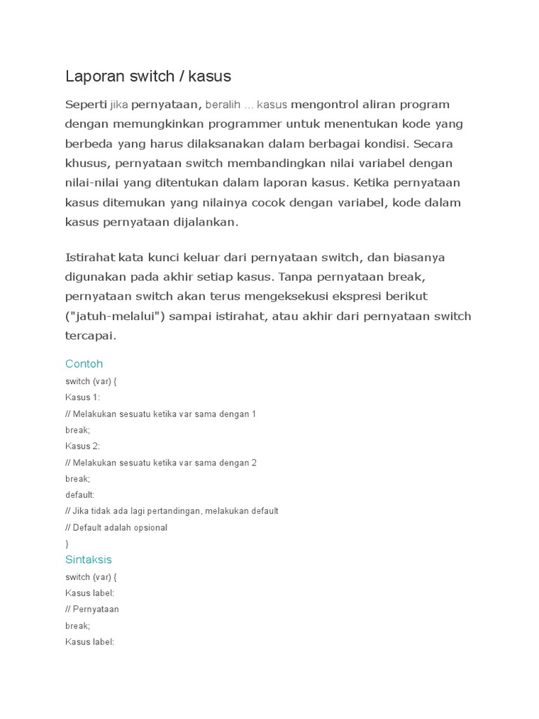 Struktur Bahasa Pemrograman Arduino | PDF