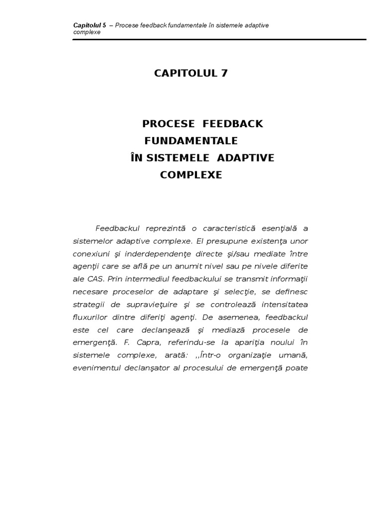 CAPITOLUL - 7-Procese Feedback Fundamentale in CAS | PDF