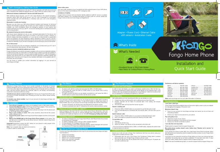 Fongo Home Phone Installation and Quick Start Guide - English | PDF | 9 ...