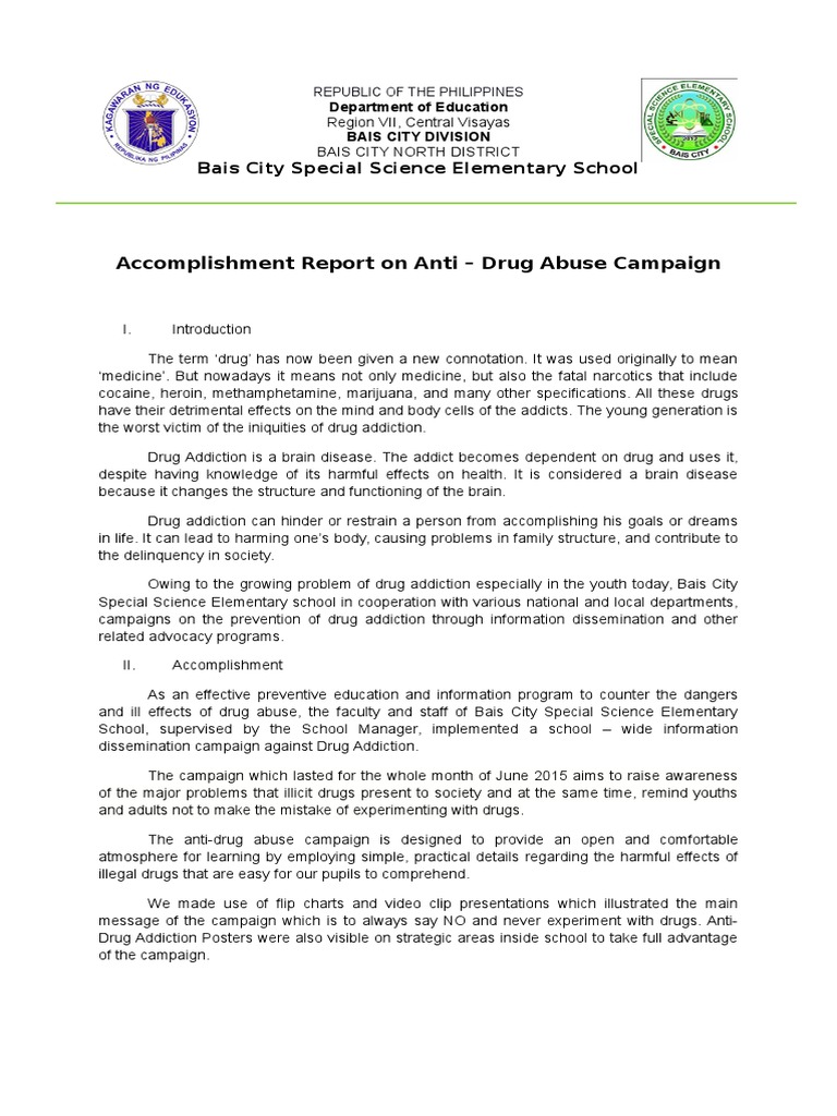 Accomplishment Report: Anti-Drug Campaign | PDF | Substance Abuse ...