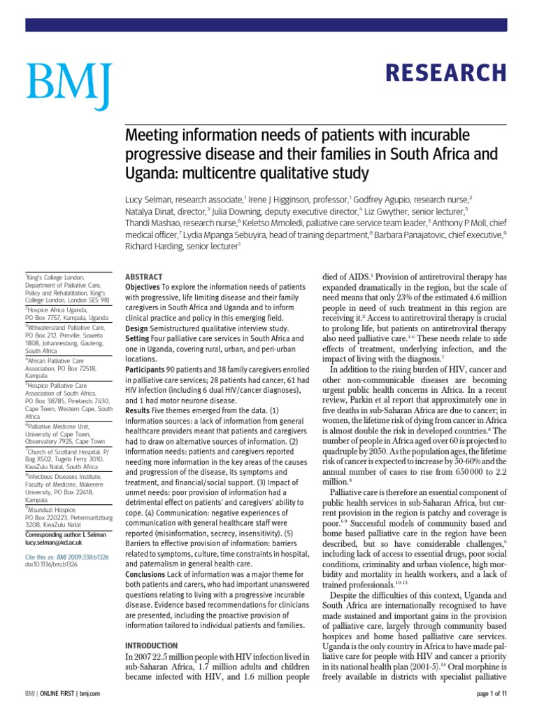 Qual Paper 1 Palliative Care | PDF | Palliative Care | Caregiver