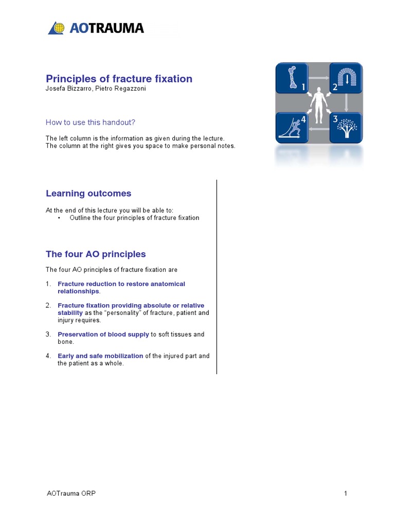 Four AO Principles of Fracture Fixation | PDF | Elbow | Fixation ...