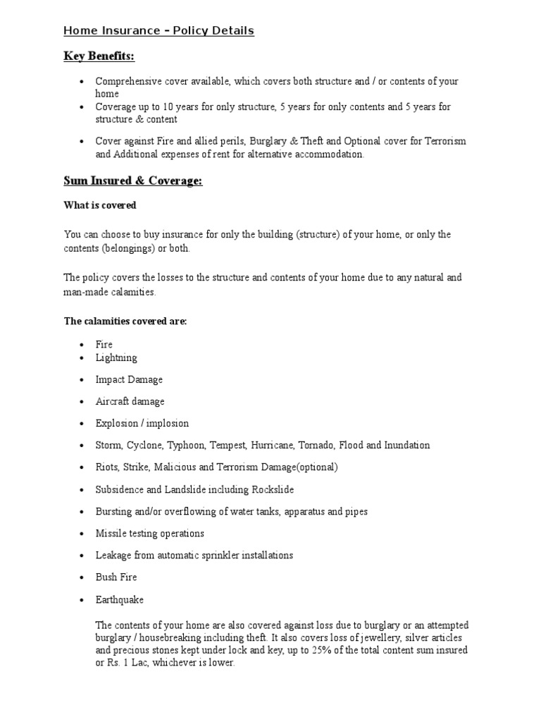 Home Insurance | PDF | Home Insurance | Insurance