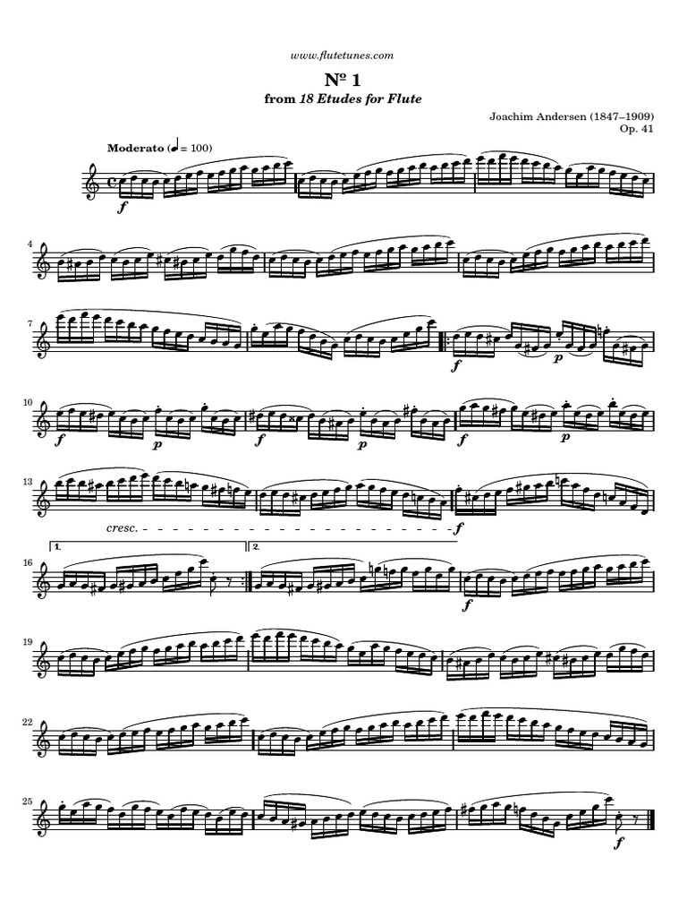 Flute Etude No. 1 by Andersen | PDF | Classics