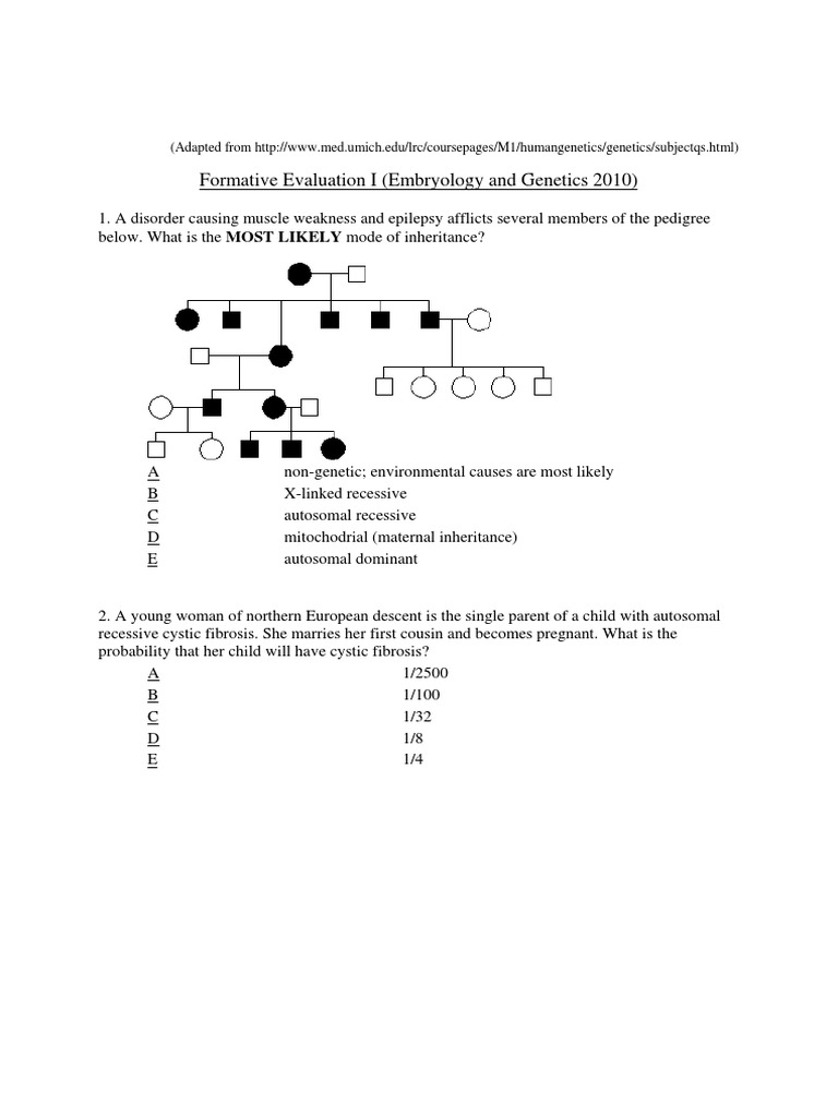 Formative Evaluation | PDF | Dominance (Genetics) | Neoplasms
