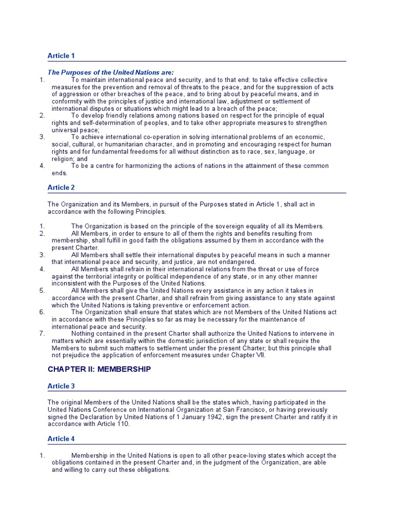 Un Charter | PDF | United Nations General Assembly | United Nations