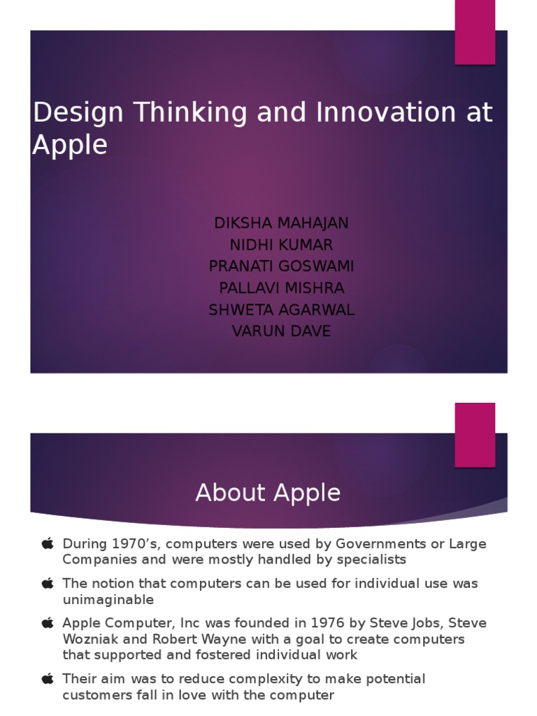 Design Thinking and Innovation at Apple | PDF | Apple Inc. | Steve Jobs