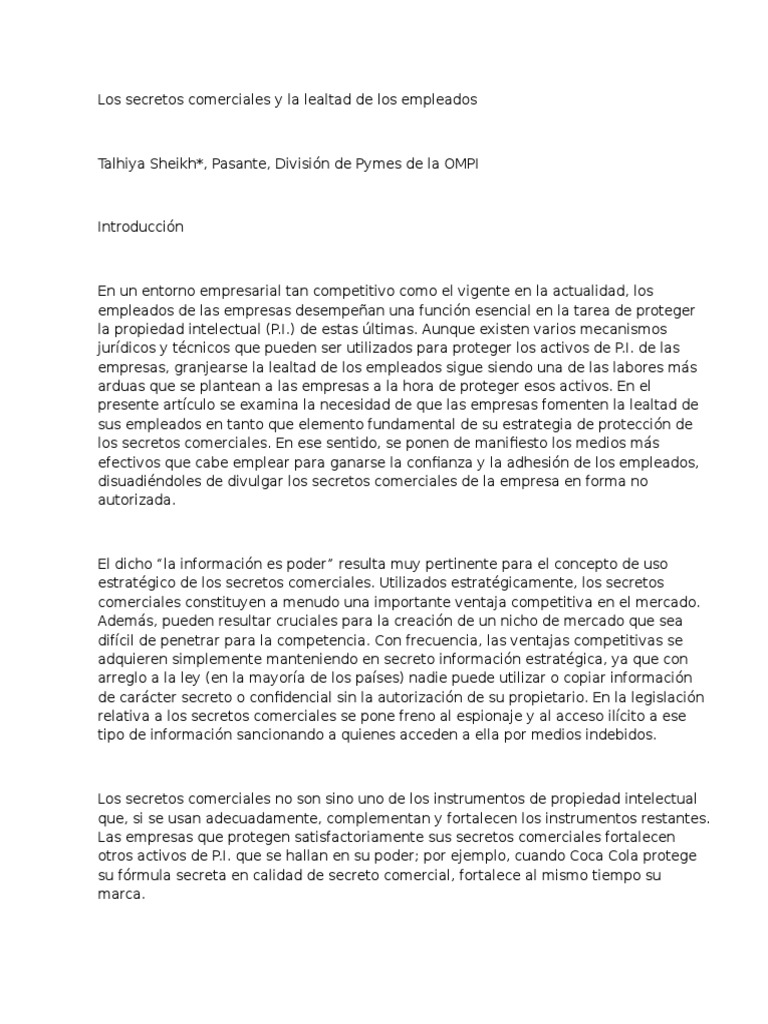 Secreto Empresarial | PDF | Patentar | Secreto