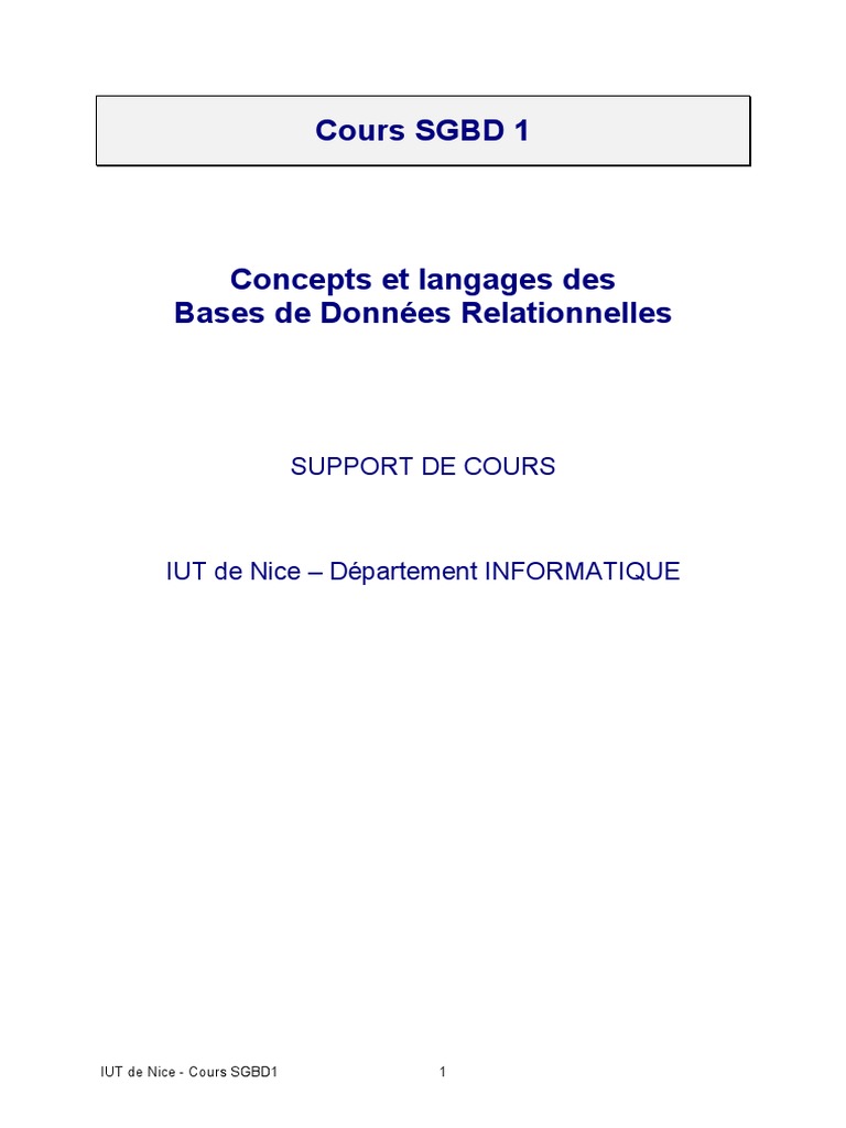 SGBD Cours PDF | PDF