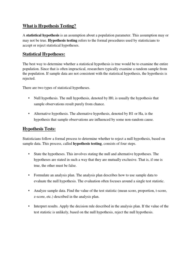 Understanding Hypothesis Testing Basics | PDF | Statistical Hypothesis ...