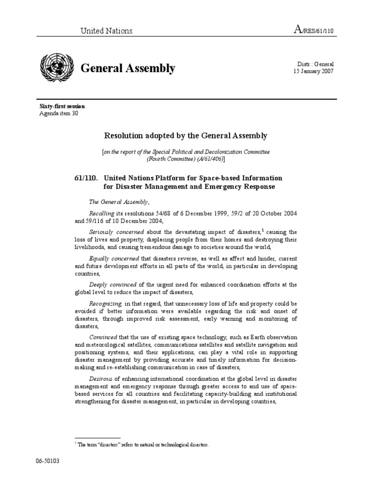 UN General Assembly | PDF | United Nations General Assembly | Emergency ...