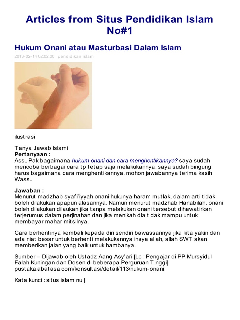 Hukum Onani dalam Islam dan Cara Berhenti | PDF | Pengembangan Diri | Kesehatan Holistik