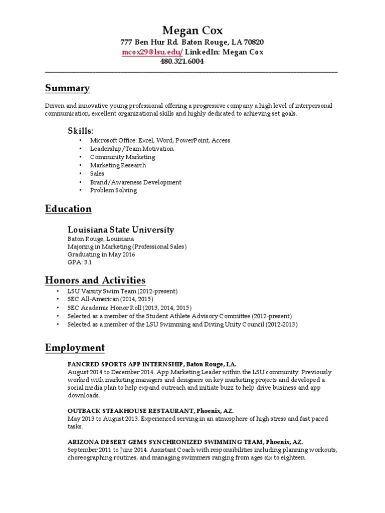 Marketing Graduate with Leadership Skills | PDF