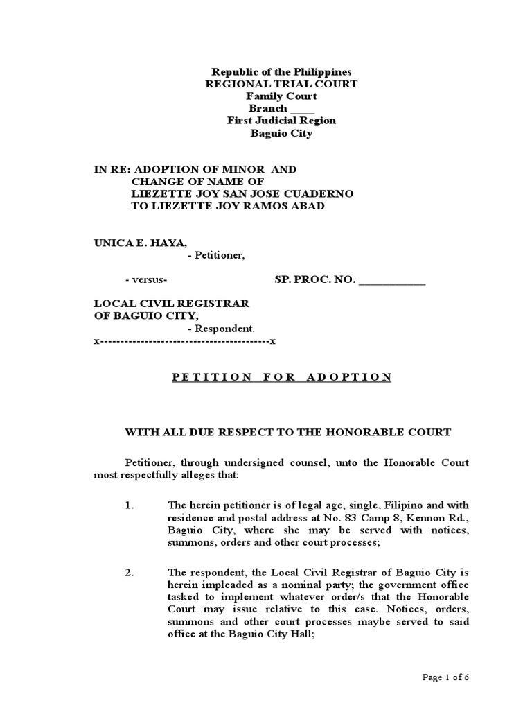 Petition For Adoption | Adoption | Affidavit