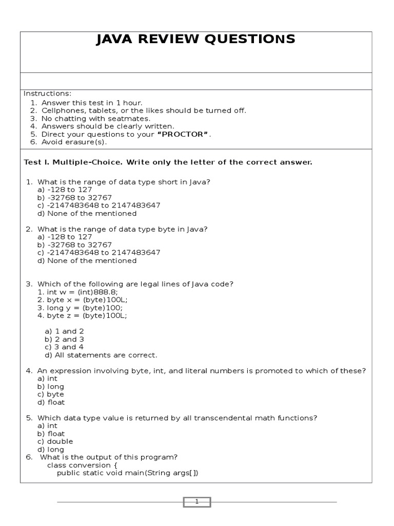 Java Reviewewr Pdf Java Programming Language C Programming Language