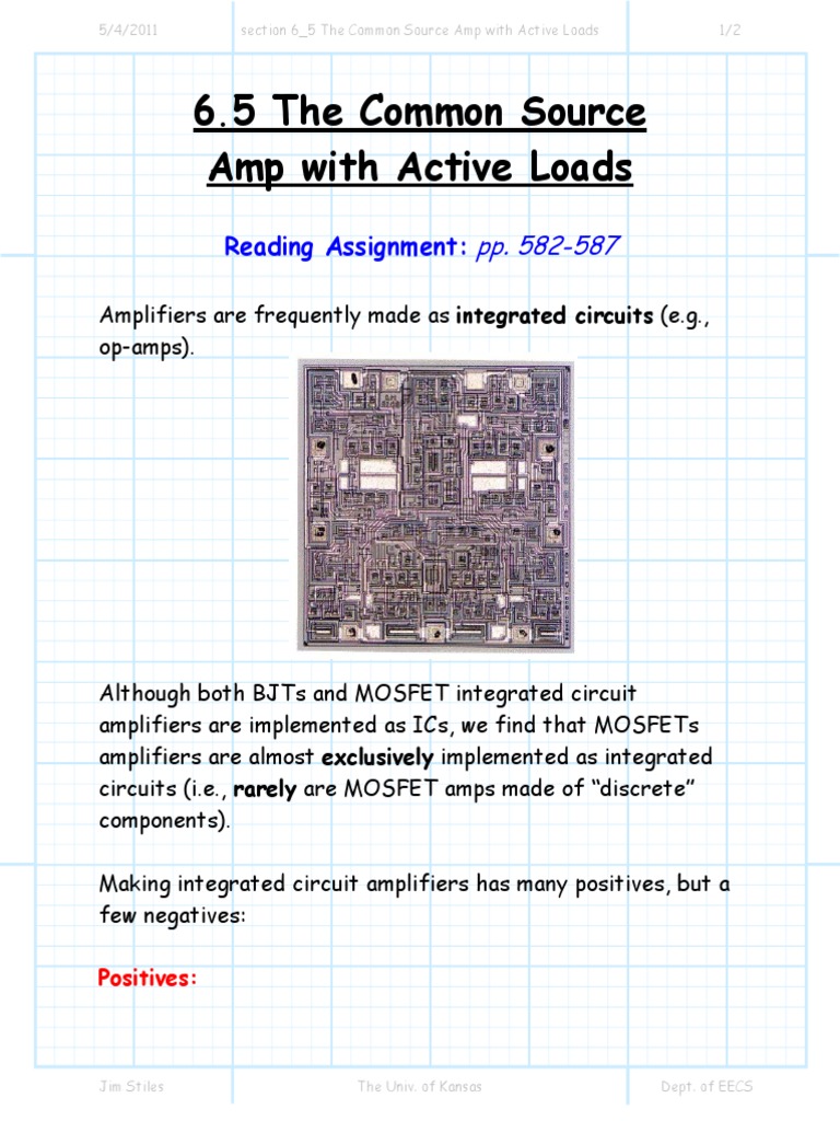 The Common Source Amp With Active Loads Lecture | PDF | Amplifier ...
