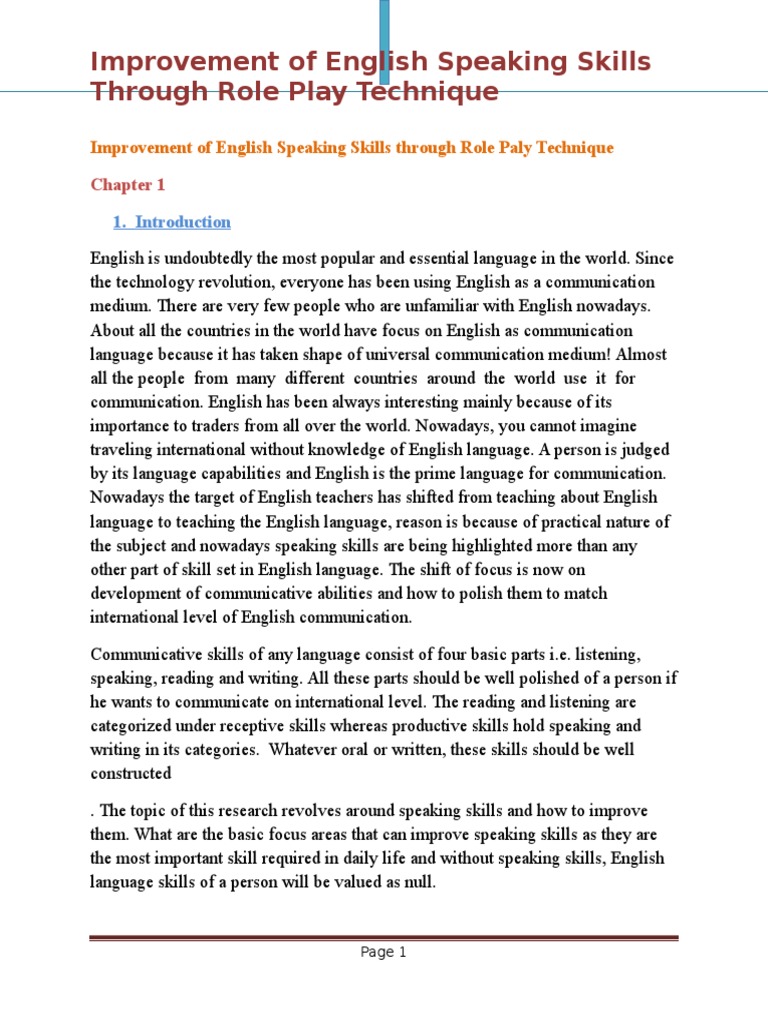 Improvement of Speaking Skills: Role Play. | PDF | Teachers | Language ...
