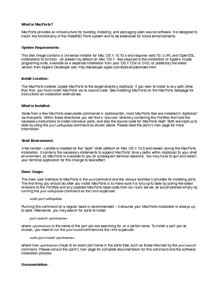 Manual MacPort | PDF | Installation (Computer Programs) | Mac Os