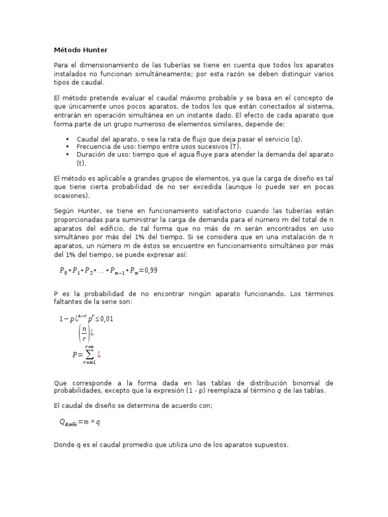 Método Hunter para Caudal Máximo Probable | PDF | Descarga (hidrología ...