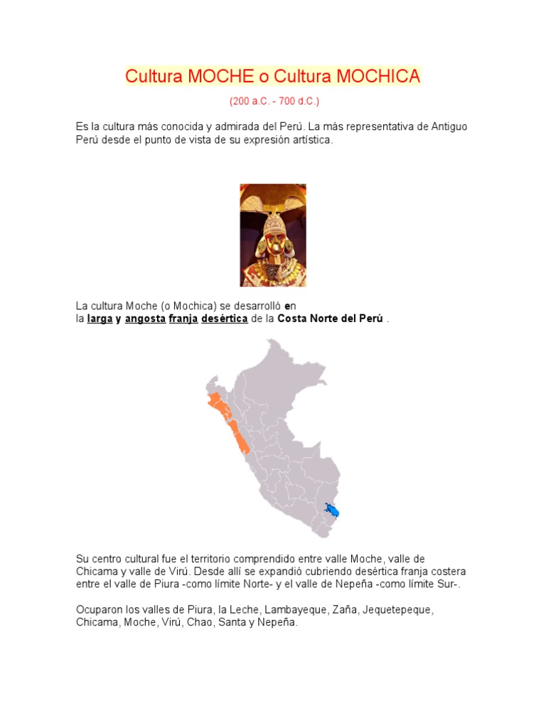 Cultura Moche o Cultura Mochica | PDF | Arqueología | Cultura (general)