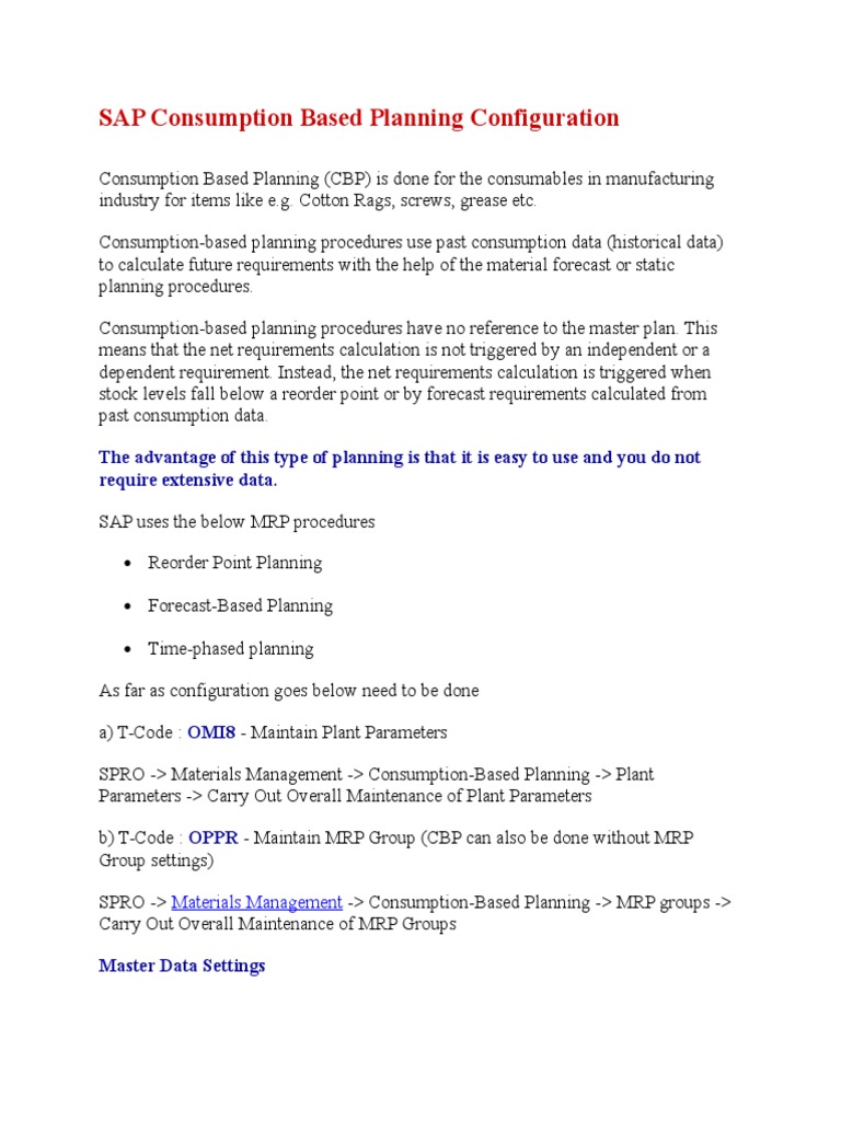 SAP Consumption-Based Planning Guide | PDF | Debits And Credits | Excise