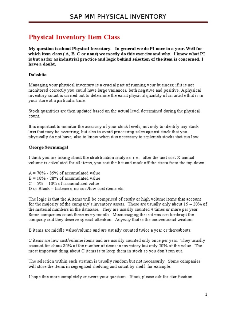 Sap Mmphysical Inventory | PDF | Computing | Business