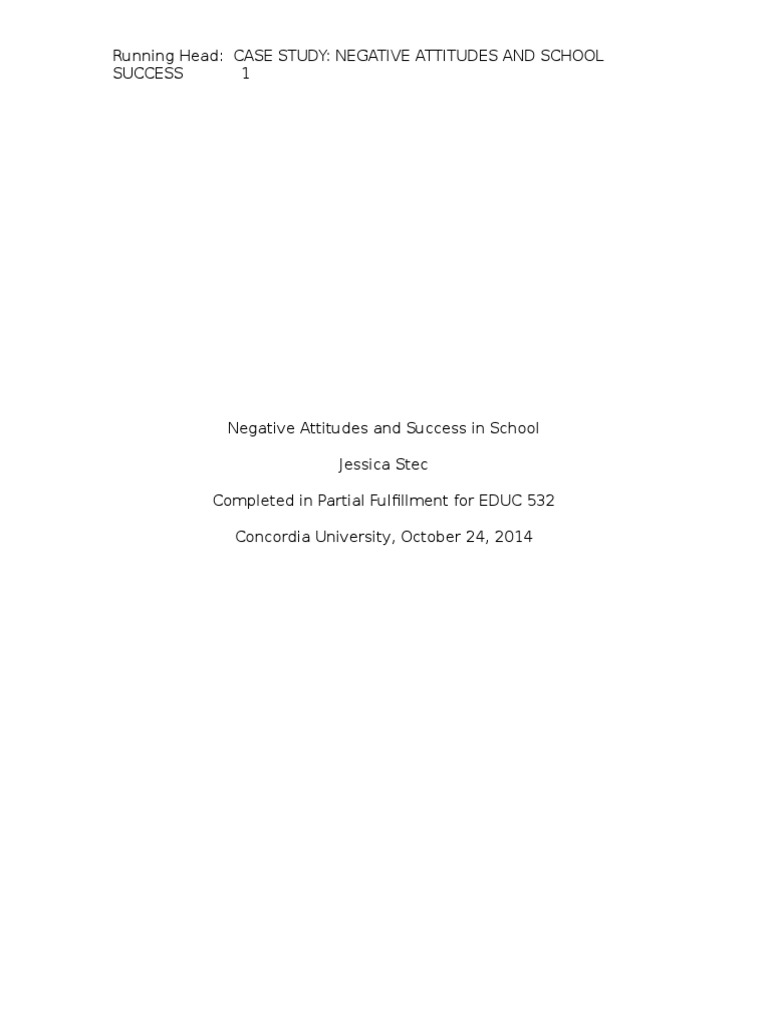 Impact of Negative Attitudes on Student Success | PDF | Special ...