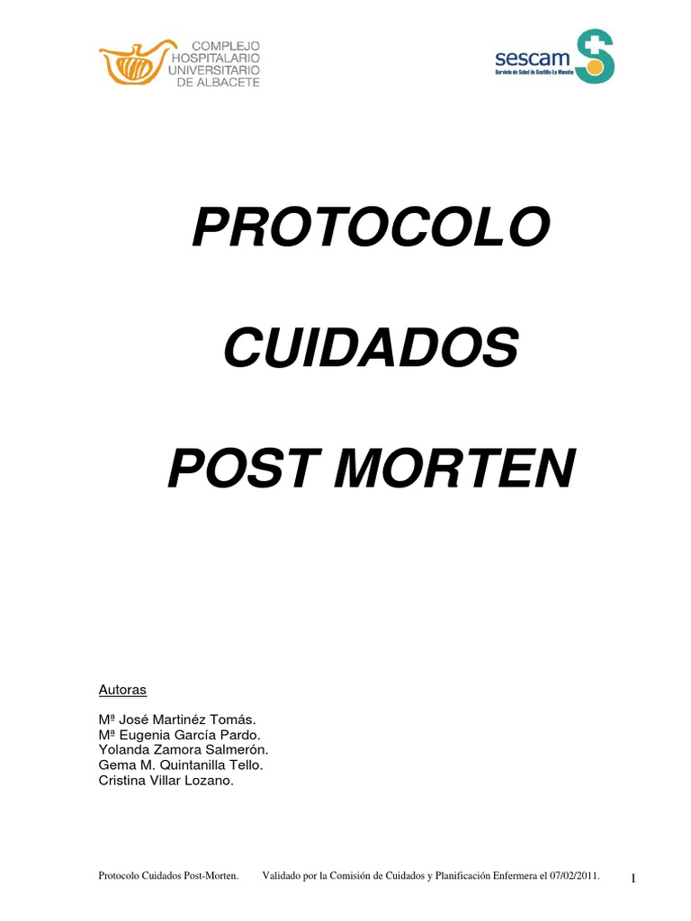 Protocolo Cuidado Postmortem | PDF | Enfermería | Muerte