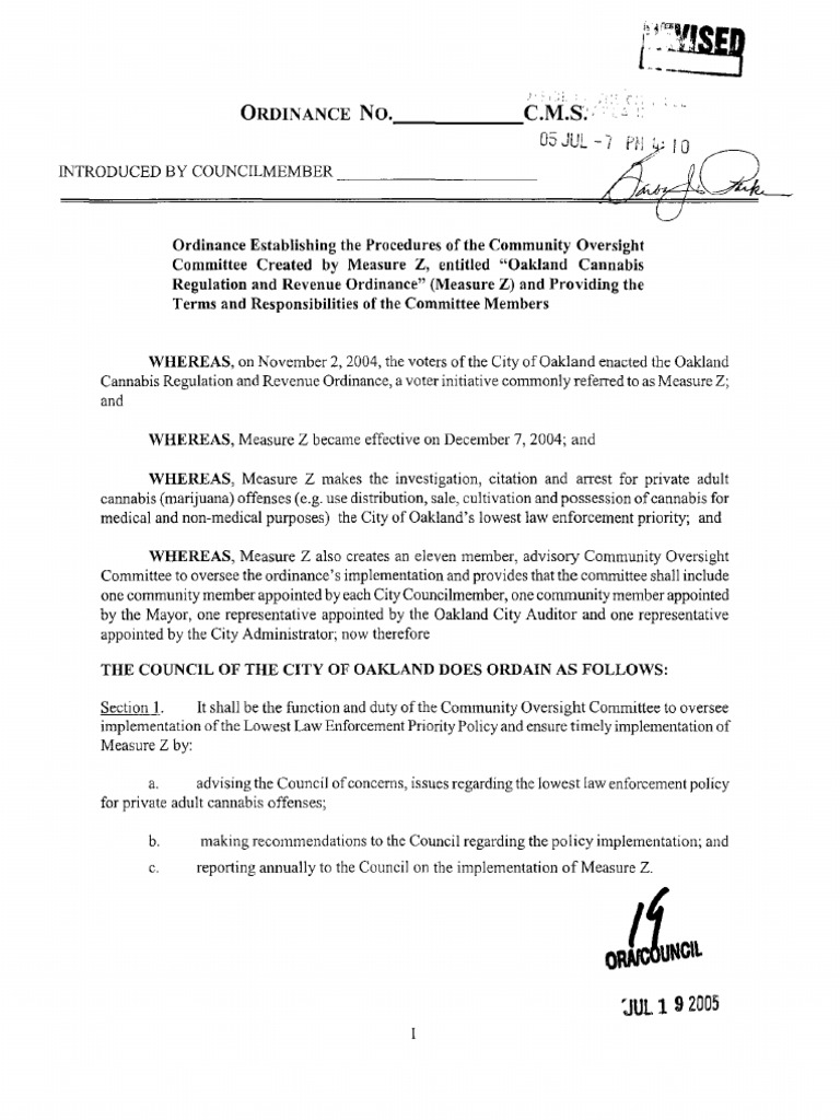 Oakland Cannabis Oversight Committee Ordinance | PDF | Committee ...
