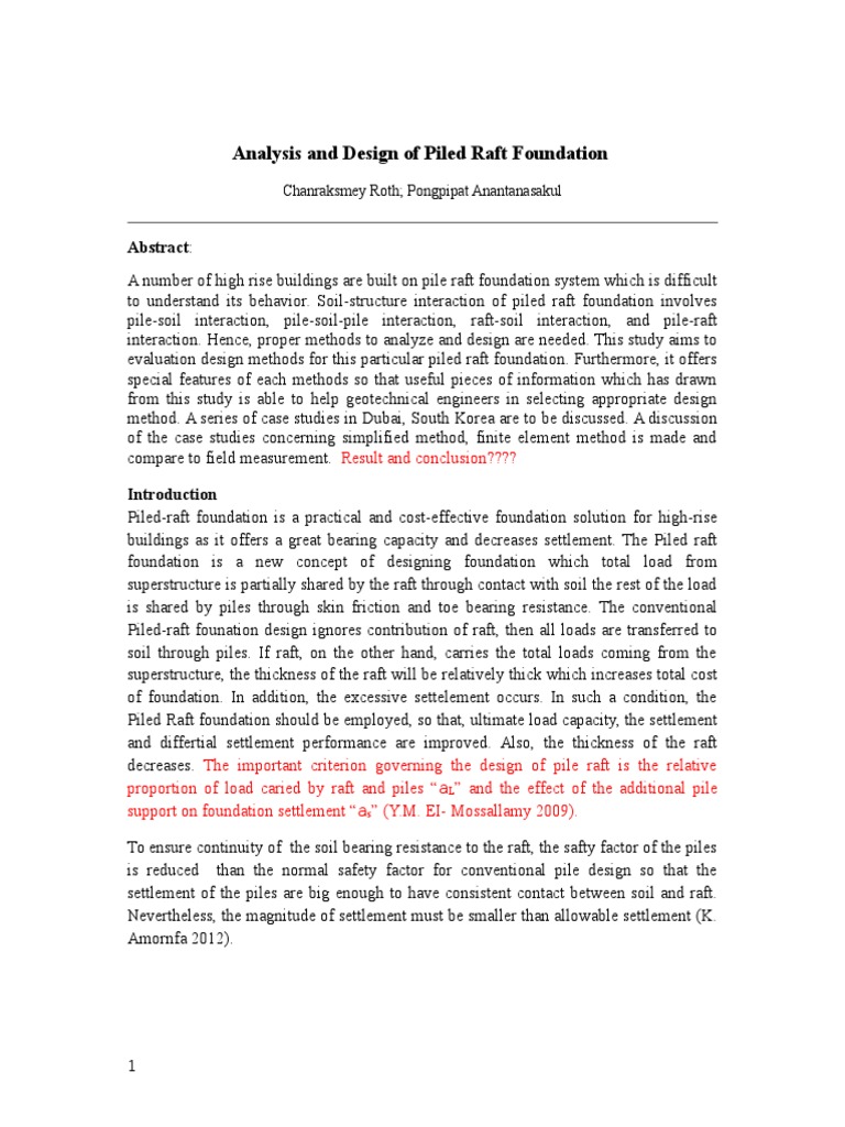 Term Project Analysis and Design of Piled Raft Foundation | PDF | Deep ...