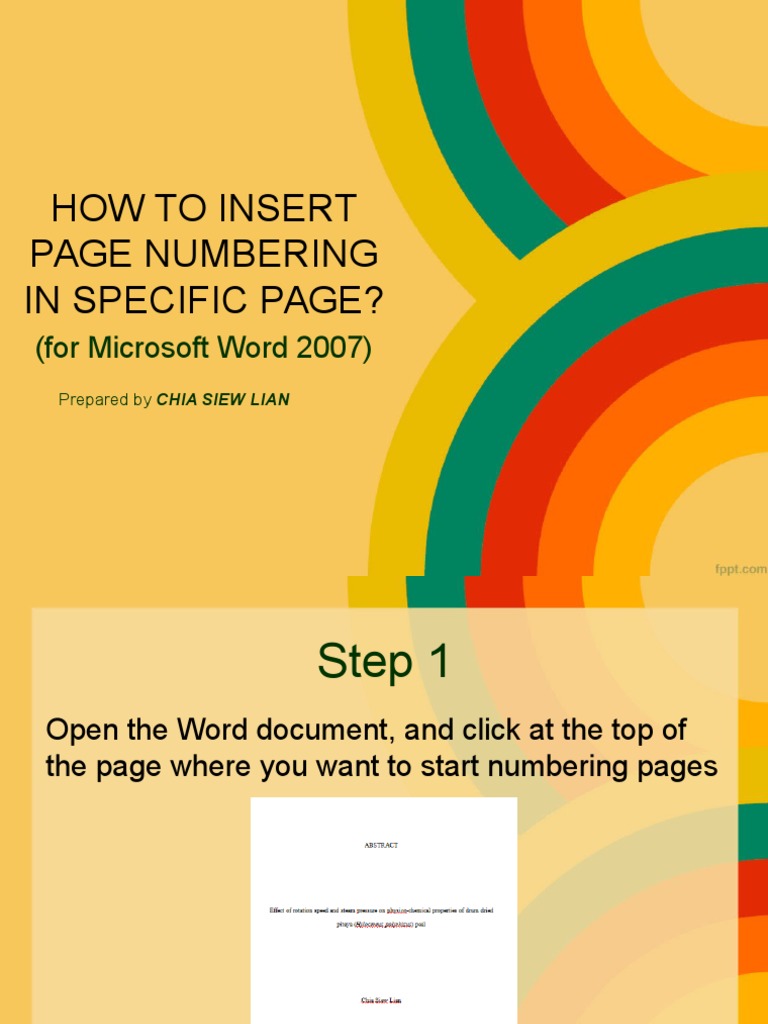 How To Insert Page Numbering in Specific Page?: (For Microsoft Word ...