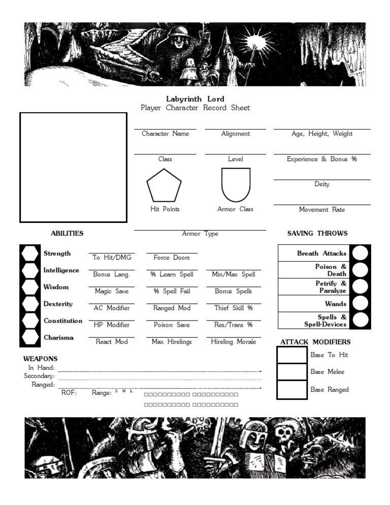 Labyrinth Lord Character Sheet Template | PDF | Leisure Activities ...