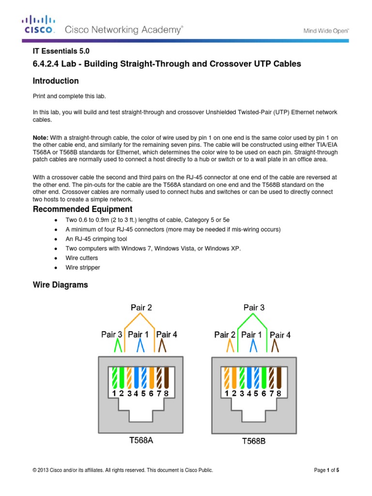 6.4.2.4 Lab - Building Straight-Through and Crossover UTP Cables | PDF ...