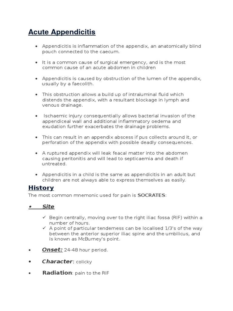 Acute Appendicitis Paeds | PDF | Surgery | Gastroenterology