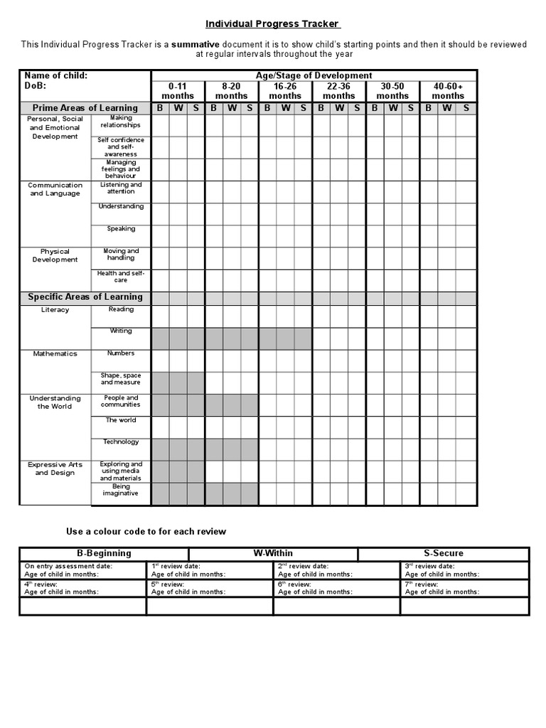Individual Progress Tracker for EYFS | PDF | Learning | Psychology