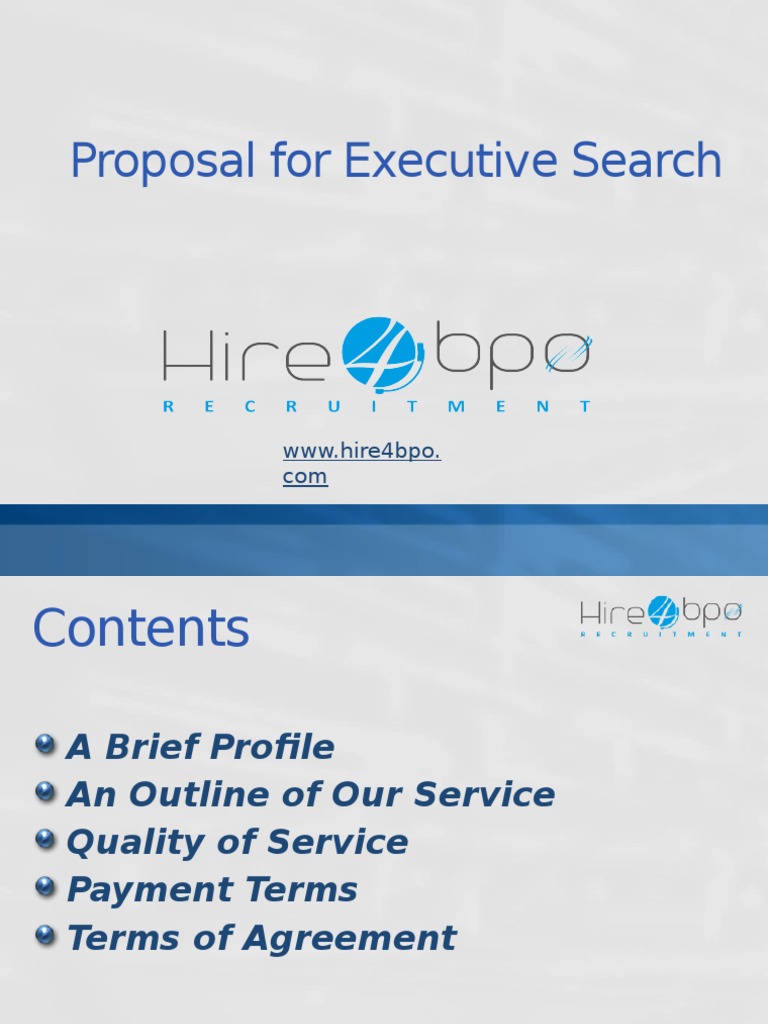 Hire4BPO - Proposal For Executive Search | PDF | Outsourcing | Recruitment