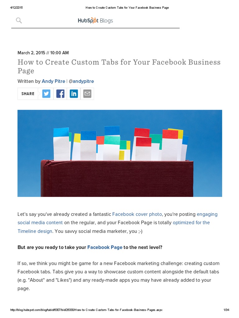 How To Create Custom Tabs For Your Facebook Business Page PDF | PDF ...