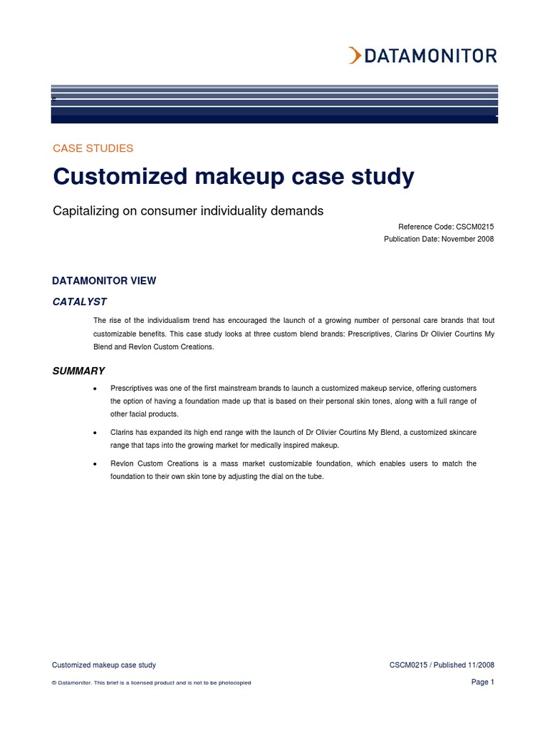 Cscm0215 Customized Makeup Case Study | PDF | Cosmetics | Brand
