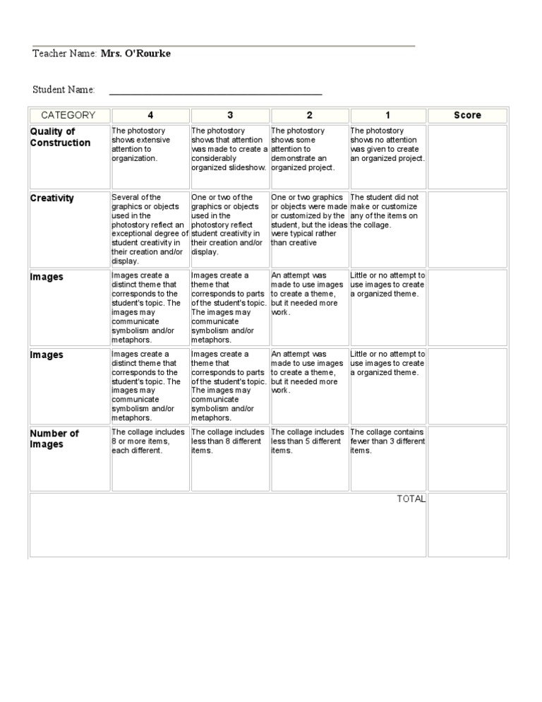 Rubric Photo Story | PDF | Creativity | Image