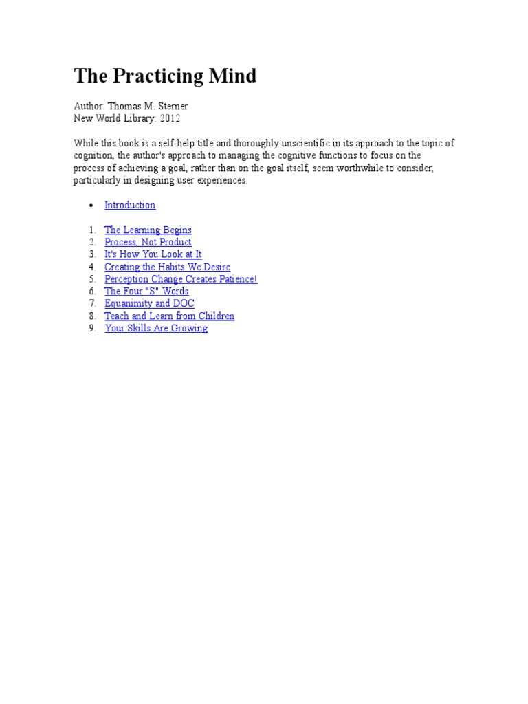 The Practicing Mind | PDF | Habits | Thought