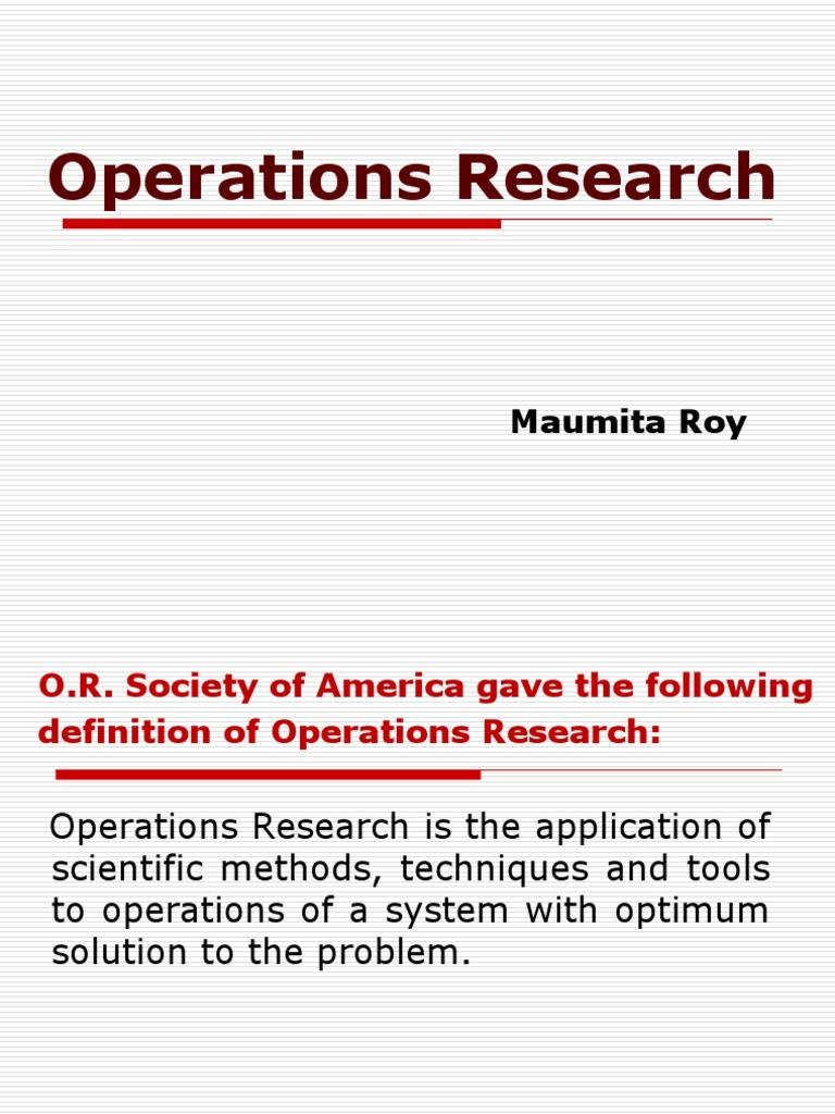 Understanding Operations Research Benefits | PDF | Quality Of Service ...