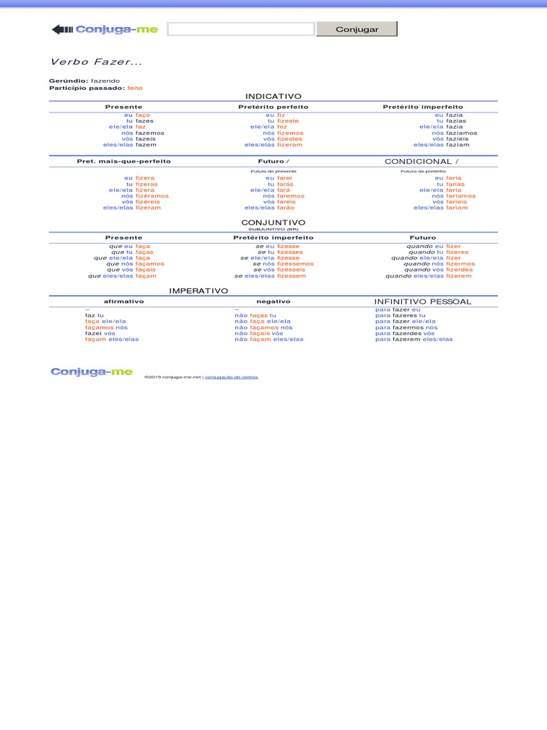 Verbo Fazer | PDF | Conjugação gramática | Filologia