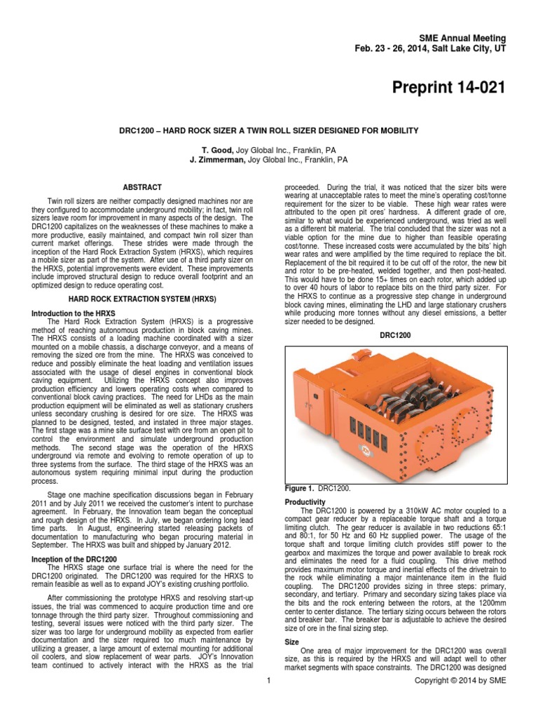 DRC1200 - Hard Rock Sizer A Twin Roll Sizer Designed For Mobility PDF ...