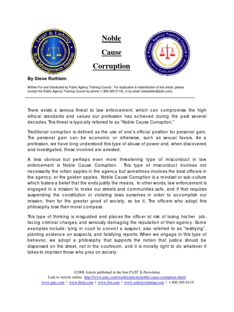 Noble Cause Corruption Articl | PDF | Corruption | Police
