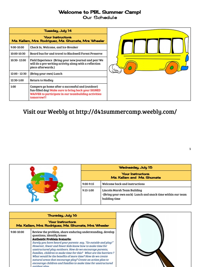 Summercamp 2015 Schedule | PDF