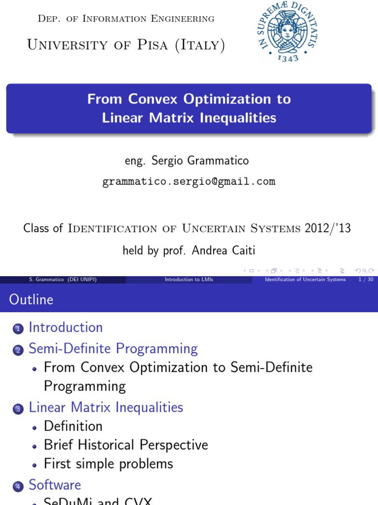 LMI-Linear Matrix Inequality | PDF | Linear Programming | Mathematical Optimization