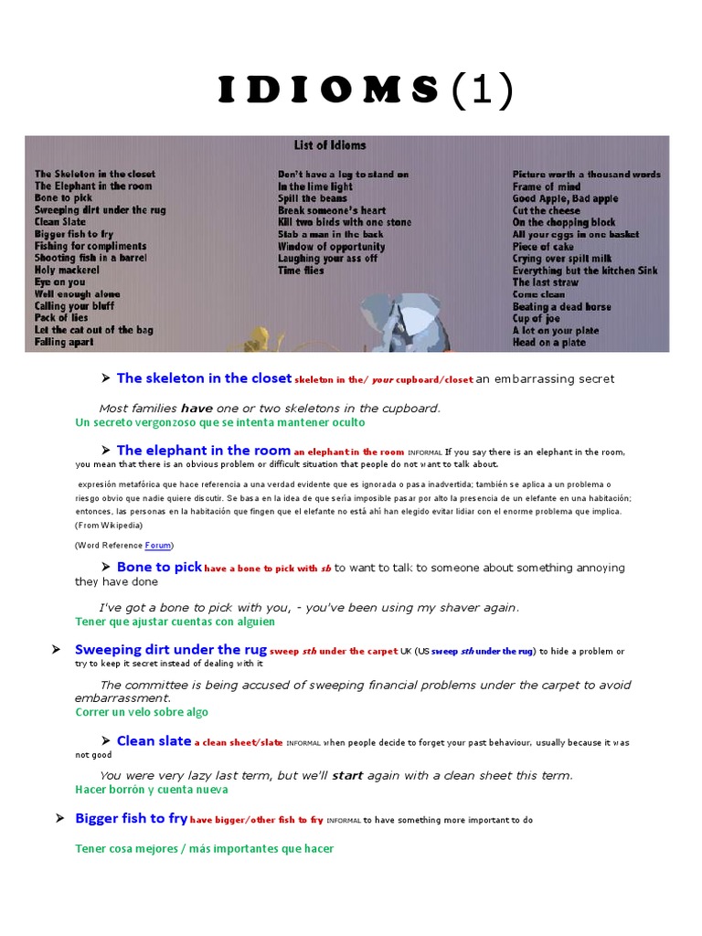 IDIOMS The Skeleton in The Closet 1 | PDF | Foreign Language Studies