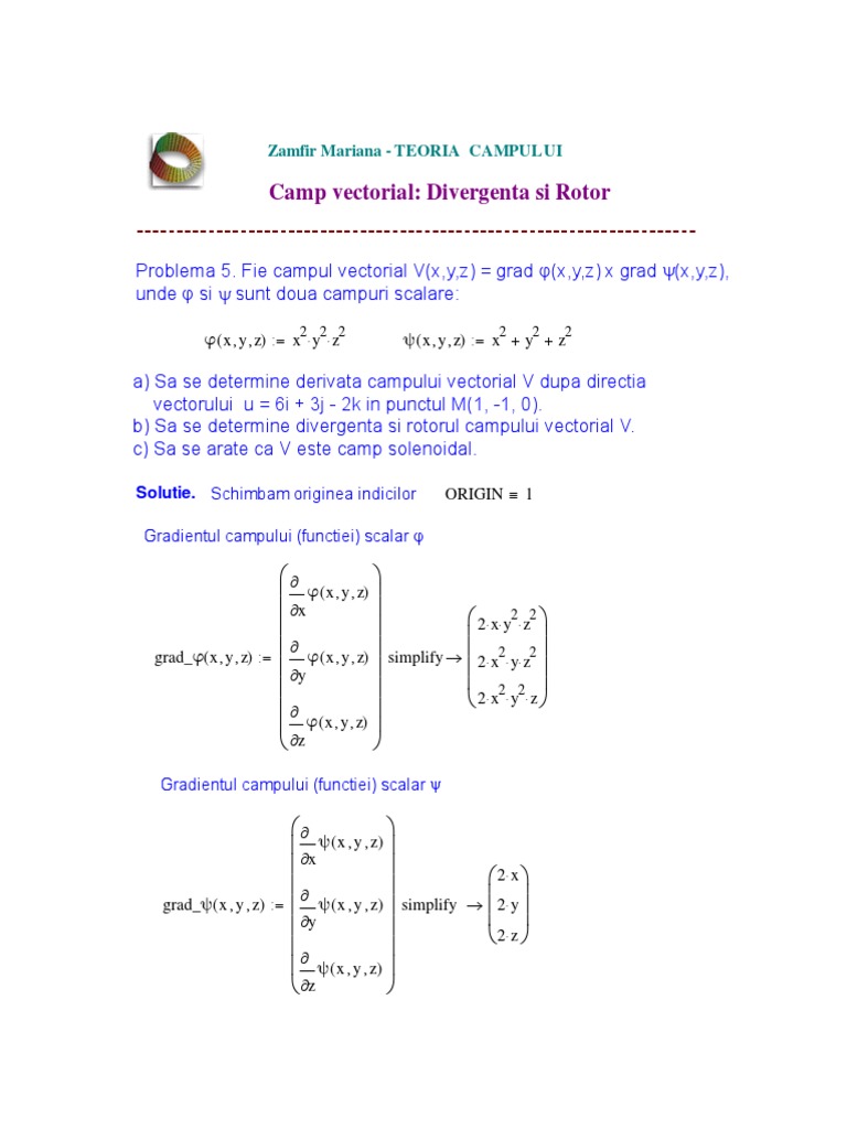 Divergenta și Rotorul Campului V | PDF | Teaching Methods & Materials
