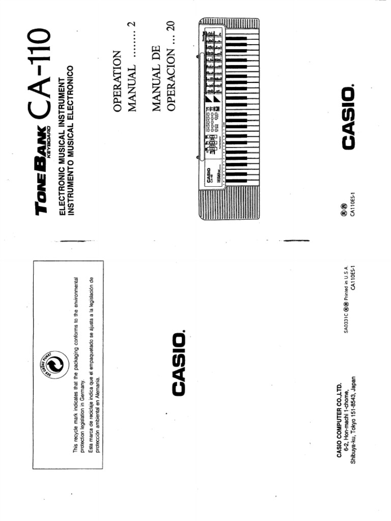 Casio CA-110 Keyboard | PDF