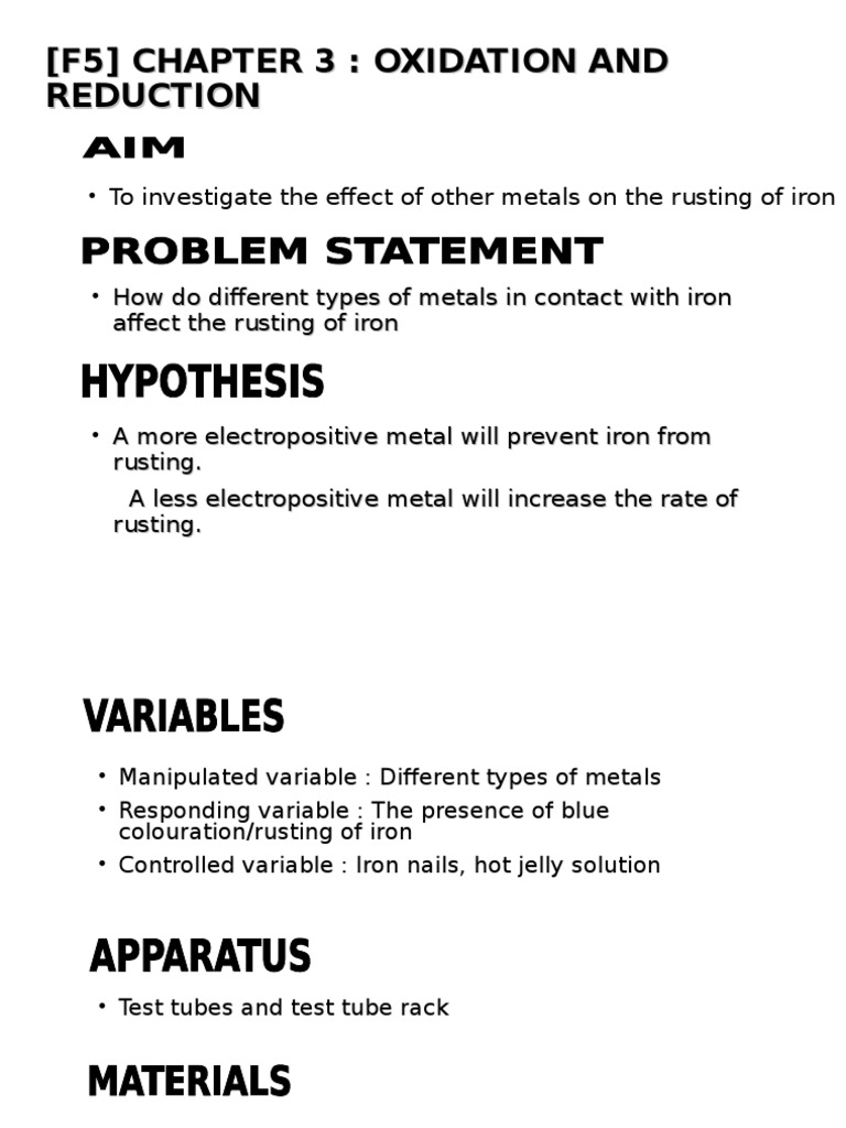 F5 Chem Rusting Experiment | Download Free PDF | Rust | Hydroxide